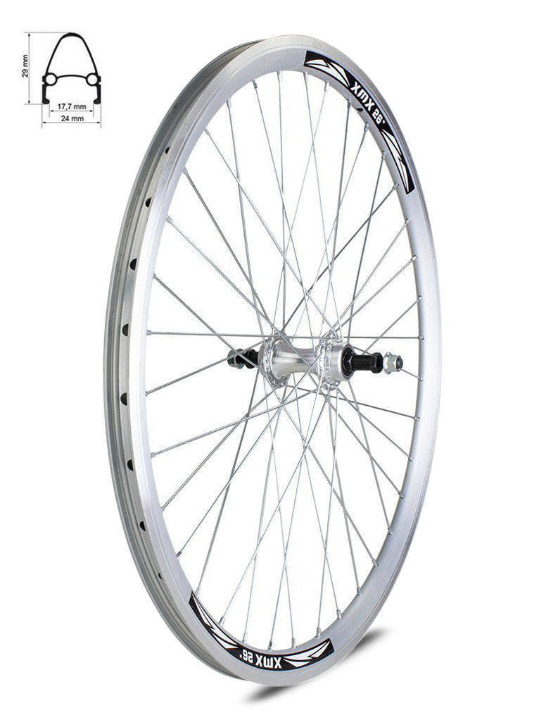 Aluminum Rear Bicycle Wheel 24", rim cone silver, Aluminum hub - Bike ...