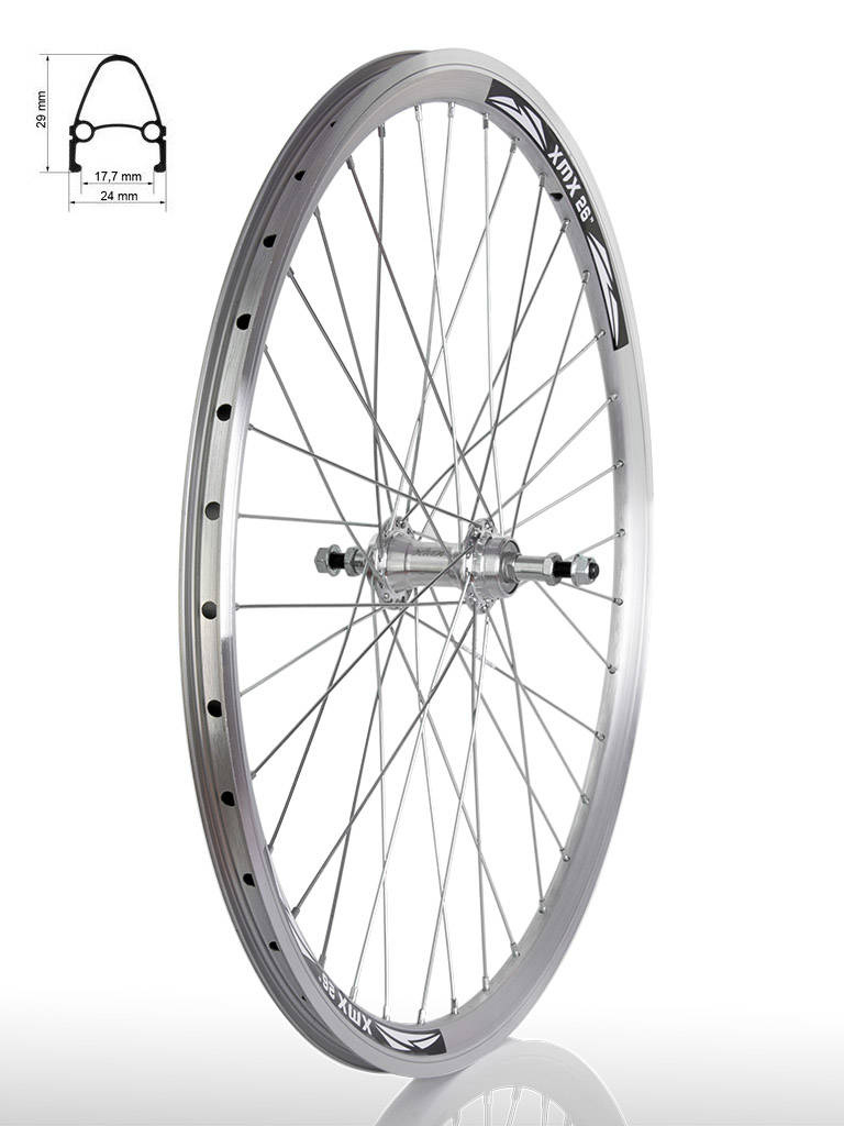 Aluminum Rear Bicycle Wheel 26", rim cone, silver, Aluminum hub - Bike ...