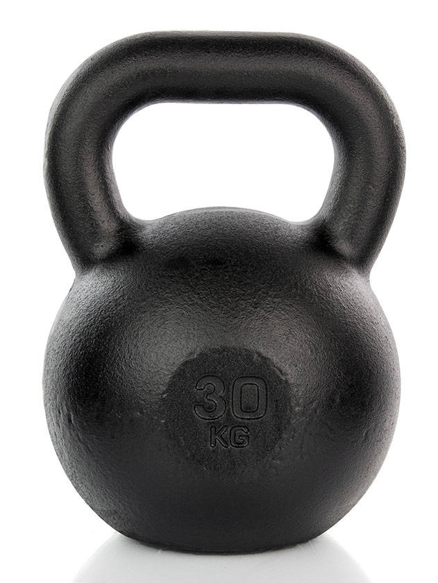 Kawmet Cast Iron Kettlebell 30 kg Black - Gym Equipment Gym and Fitness ...