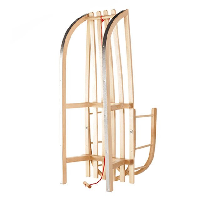 Wooden Sledge with Backrest and Pulling Rope 85 cm - Winter Sports ...